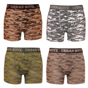 Mens Boxer Shorts 4 Pairs Camouflage Camo Army Design Adults Underwear ...