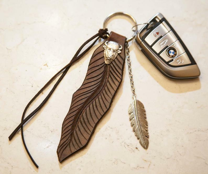 Eagle Feather Key Ring, Buffalo Key Holder, Rustic, Western, BMW ...