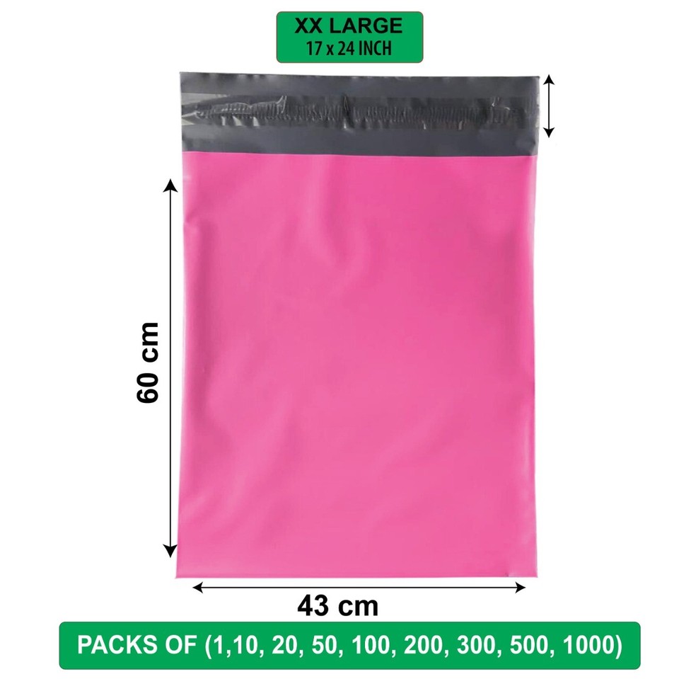 PINK Postal Mailing Bags Postage Coloured Plastic Packaging Parcel ...
