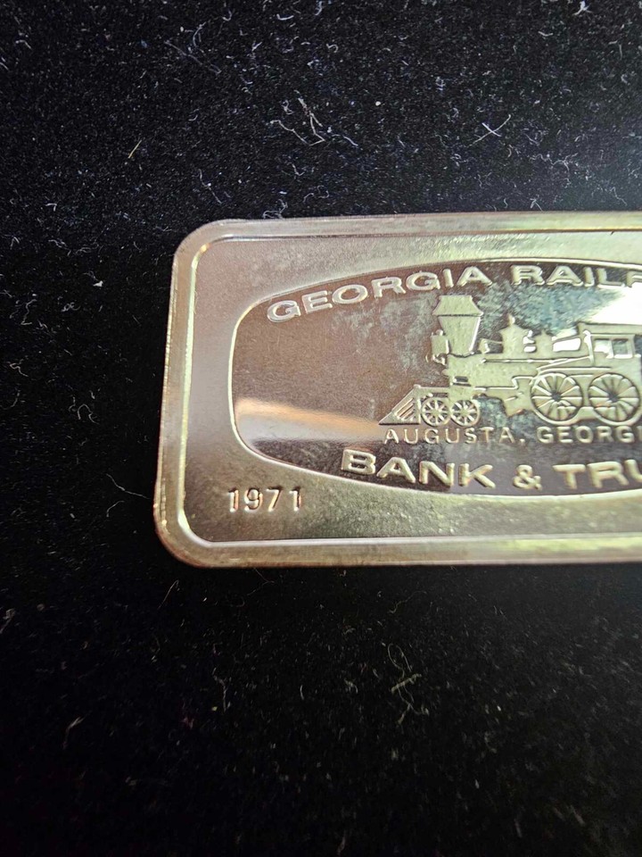 Silver 1971 Augusta Georgia Railroad Bank & Trust Franklin Mint Art Bar ...