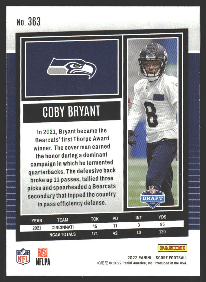 Coby Bryant #363 2022 Score Seattle SeahawksRC Rookie | eBay