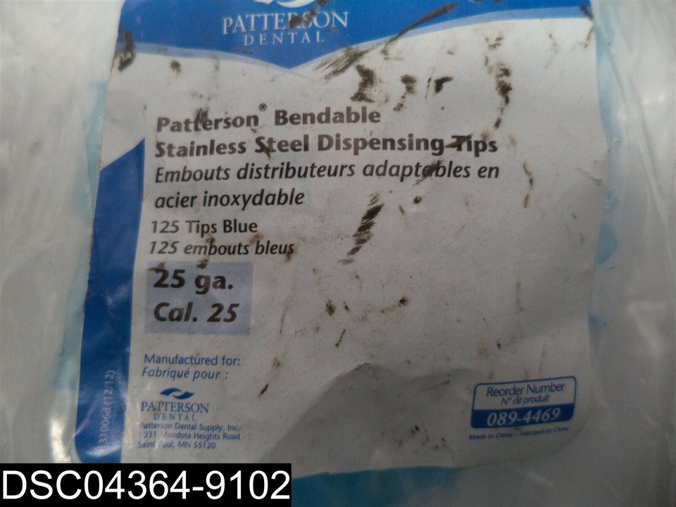 QTY=125: 089-4469: Patterson 25 GA. Bendable Stainless Steel Dispensing ...