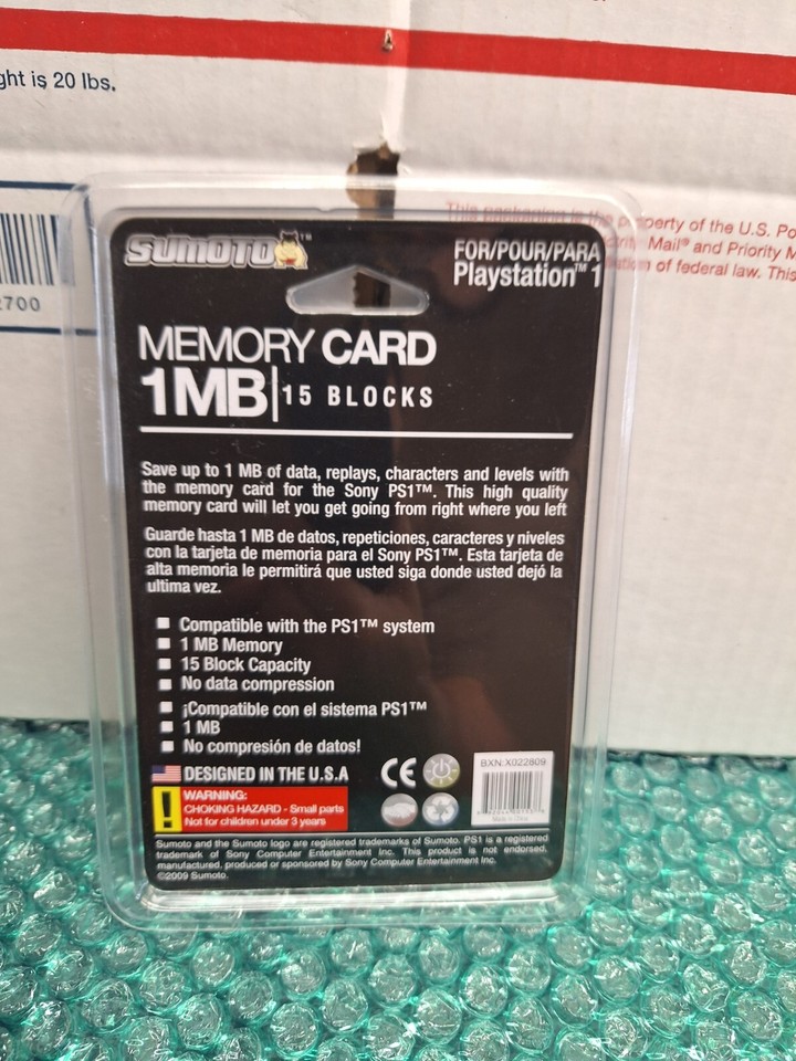 Sumoto Memory Card for Sony Playstation PS1 NEW Factory Sealed 1MB 15 ...