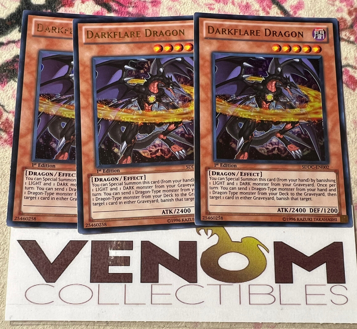 3x (M/NM) - Darkflare Dragon SDDC-EN002 - Ultra Rare - 1st Edition YuGiOh | eBay