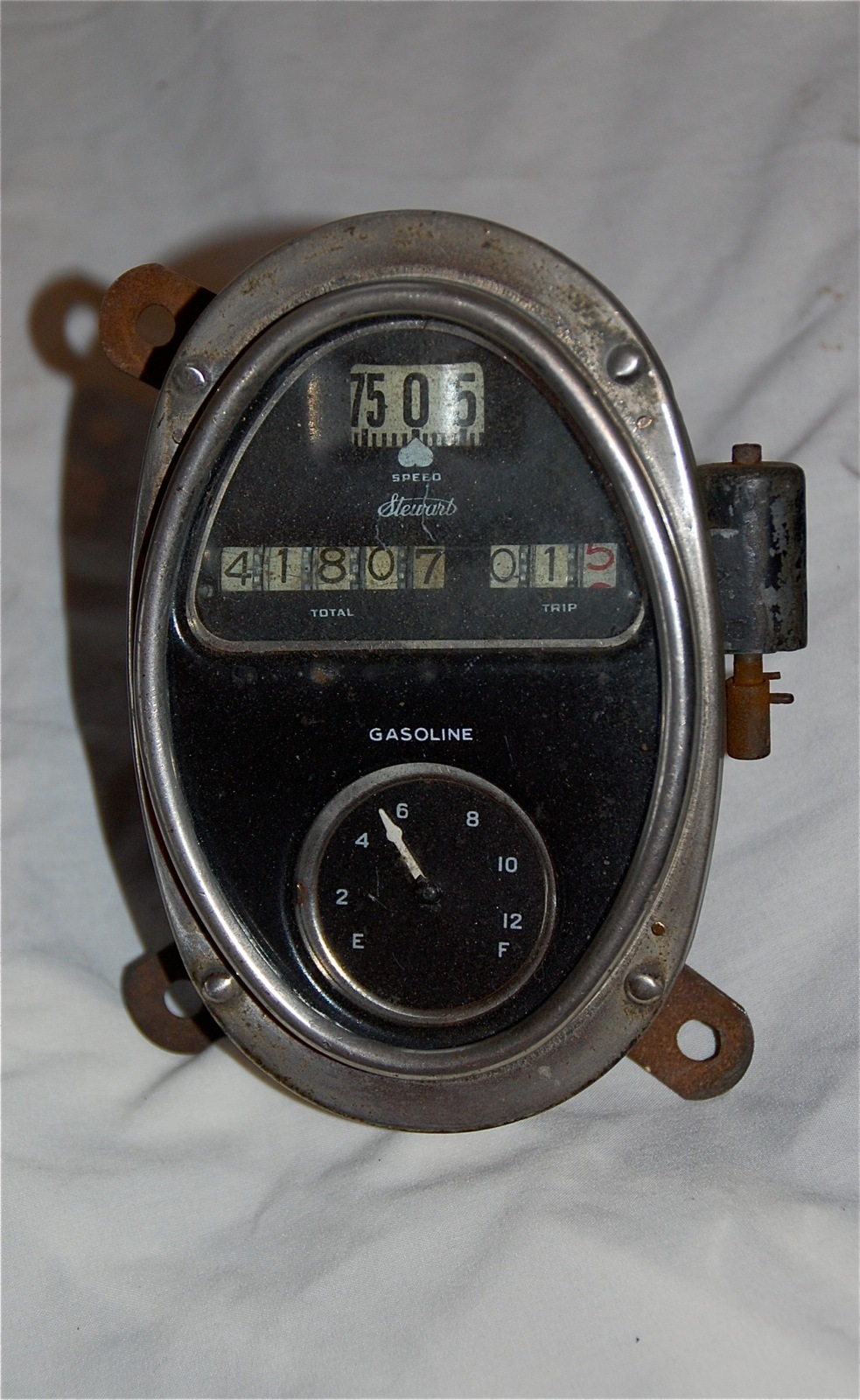Vintage Antique Stewart Speedometer Gas Fuel Gauge Dash Cluster Rat Rod ...