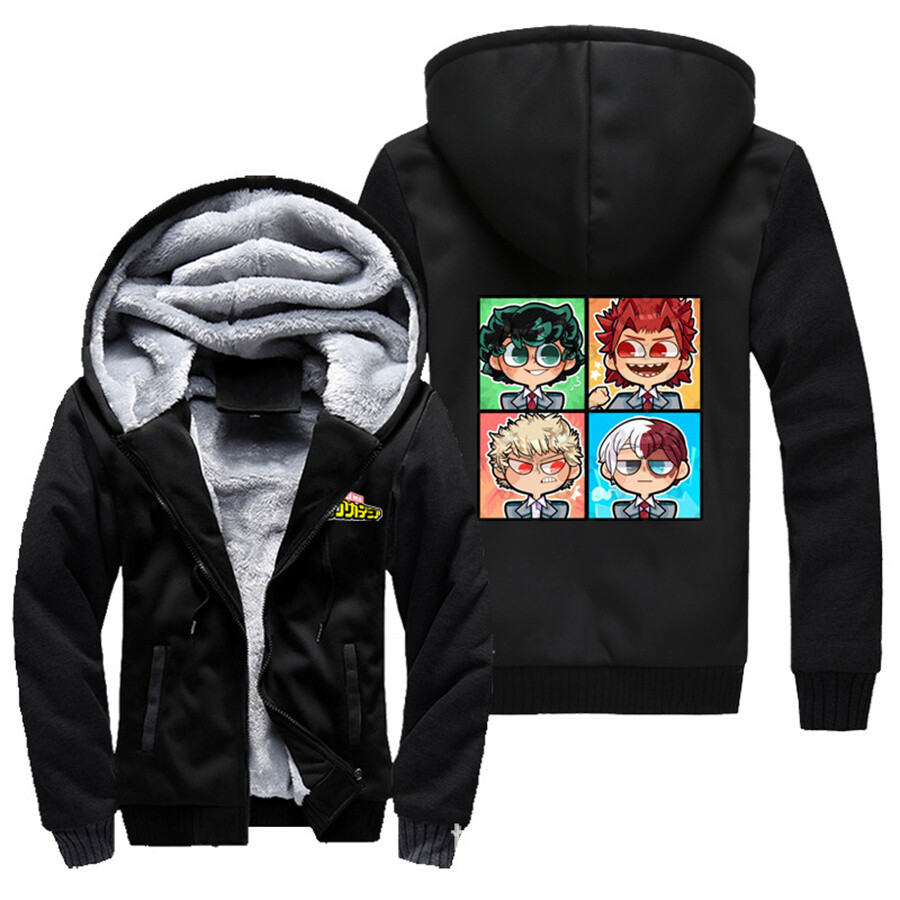 My Hero Academia Midoriya Izuku Shoto Winter Thickened Hooded Jacket ...