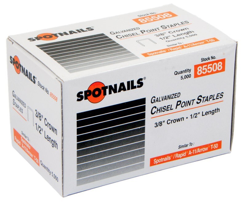 Spotnails 85508 3/8" Crown 1/2" Length Galvanized Staples 20 gauge 5000 staples | eBay