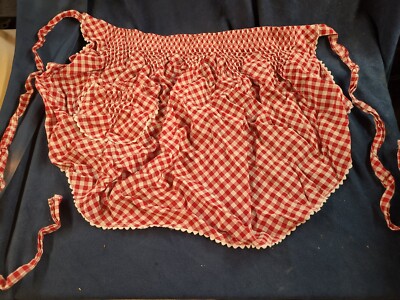 Vintage Half Apron with Pocket red checkered | eBay