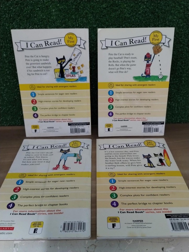 Pete The Cat Bundle Lot of 4 Books Play Ball Big Lunch At The Beach Too ...