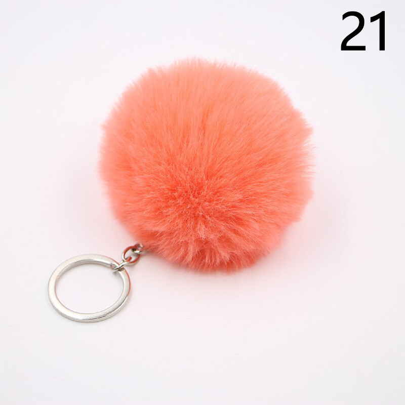 Soft Fur Fluffy Ball Keychain PomPom Key Chains Keyring Charms Handbag ...