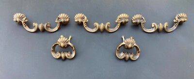 BRASS KBC - 5 ORNATE DRAWER DOOR PULLS HANDLES N5286 N5287 lot of 5 | eBay