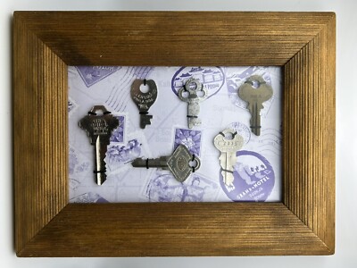 Vintage Metal Keys Framed Wall Display AUTHENTIC KEYS not Re-pops 6” X ...