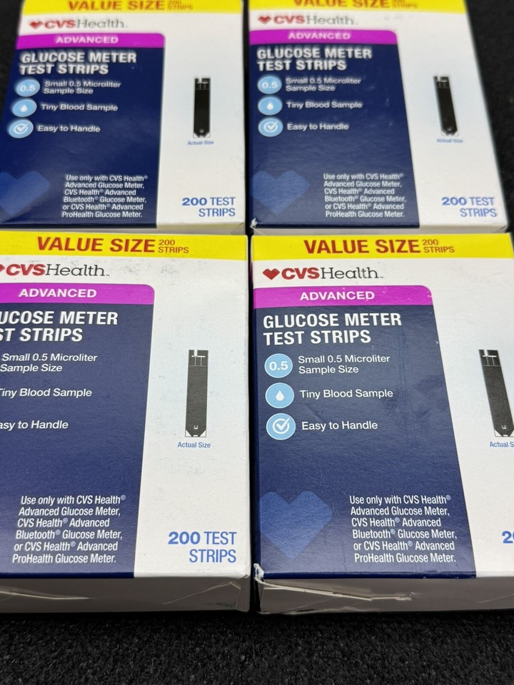 4 CVS Health Advanced Glucose Meter Test Strips 200 CT Test Strips 800 ...