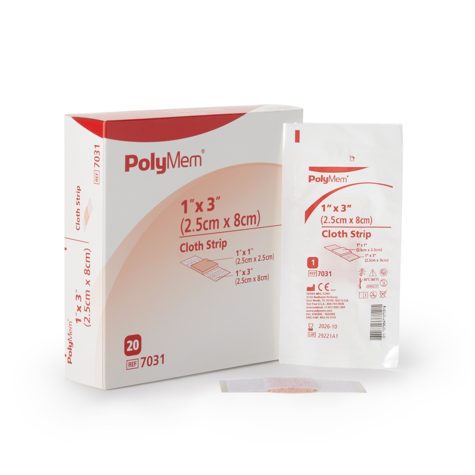 Polymem 1" x 3" Cloth Strip PolyMeric Membrane Dressing BX of 20 | eBay
