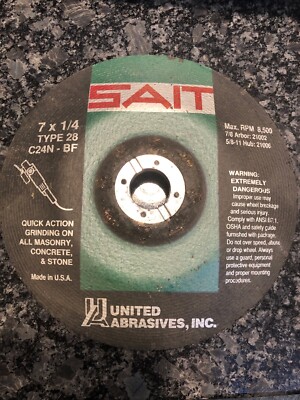 SAIT 21006 7 by 1/4 by 5/8-11 C24N Type 28 Grinding Wheel, 9-Pack | eBay