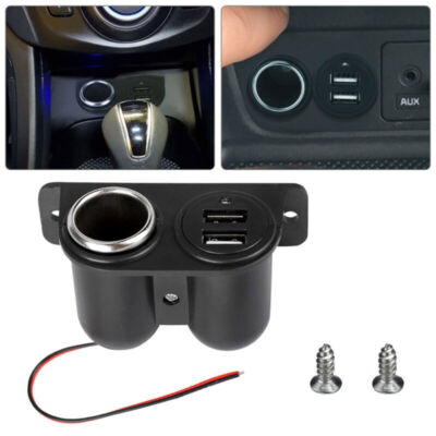 Car Cigarette Lighter Auxiliary USB Dual Power Outlet DC 12V Socket ...