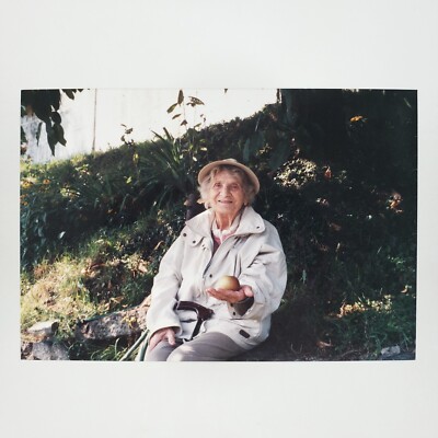 Old Woman Holding Apple Photo 1990s Elderly Lady Vintage Color Snapshot ...
