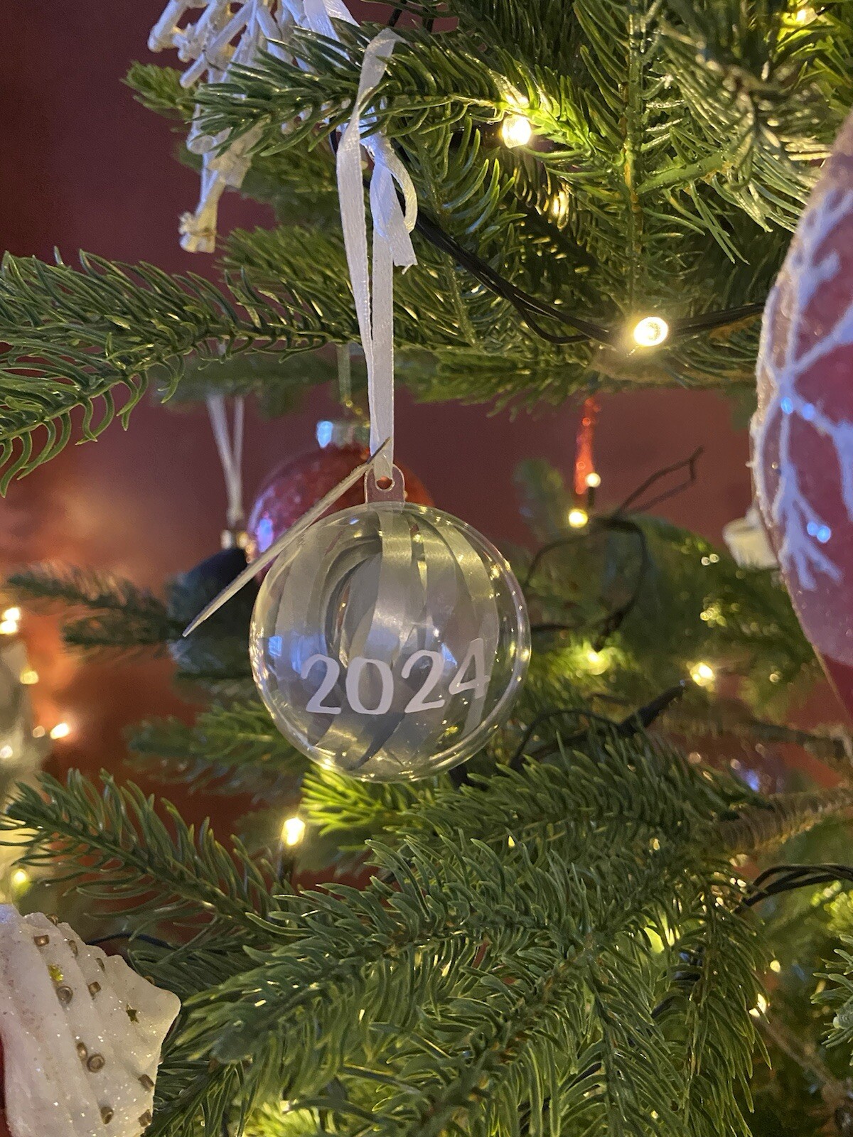 2025 Ribbon Bauble, Kids Christmas Keepsake Bauble, Personalised Bauble ...