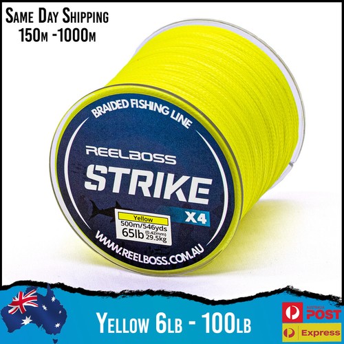 ReelBoss Yellow Braid Fishing Line 8lb 10lb 12lb 15 20lb 30lb 50lb 80lb ...