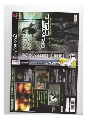 Splinter Cell PS2 ARTWORK ONLY Authentic NO TRACKING | eBay