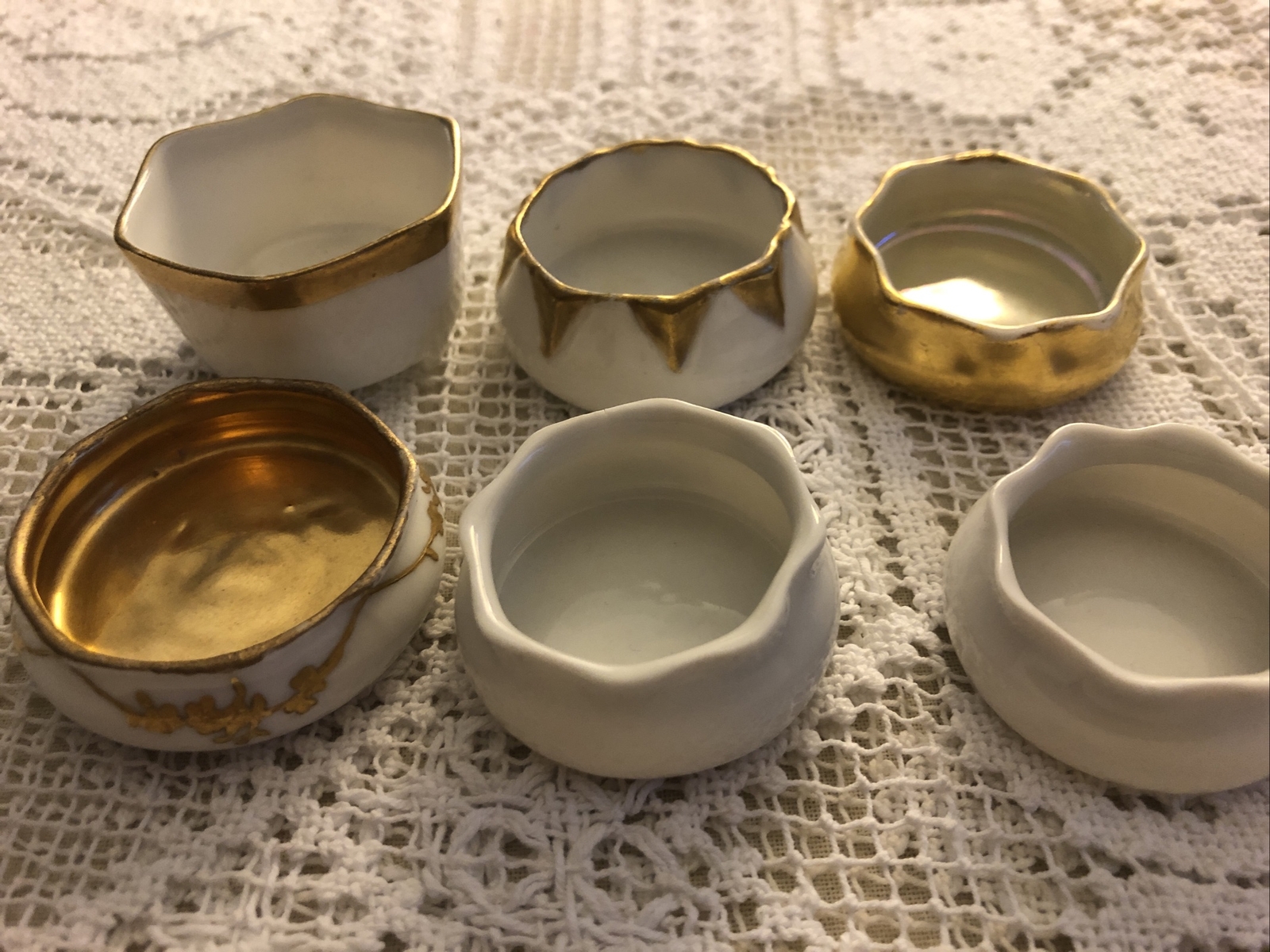 Lot Of 6 Antique Porcelain Open SALT CELLARS ~ Mini Bowls ~ Assorted ...
