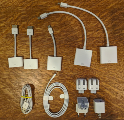 Lot of 12 Genuine Apple Cables - Adapters - USB Extension - and More ...