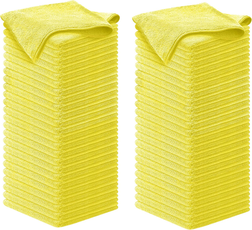 Microfiber Cleaning Cloth Yellow - 100 Pcs 12.5"X12.5" - High ...