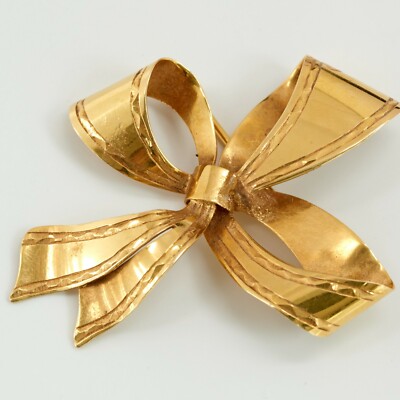 Vintage 18K Yellow Gold Swedish Bow Pin Circa 1950 * | eBay