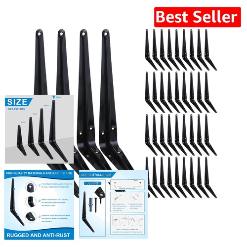 40 Heavy-Duty Powder Coated 12-Inch Shelf Brackets - Easy Install ...