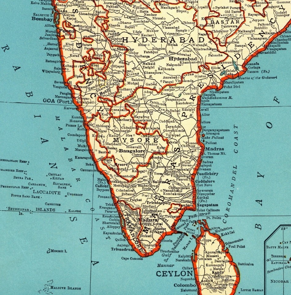 1940 Antique INDIA Map Vintage Map of BURMA MAP of India Gallery Wall ...