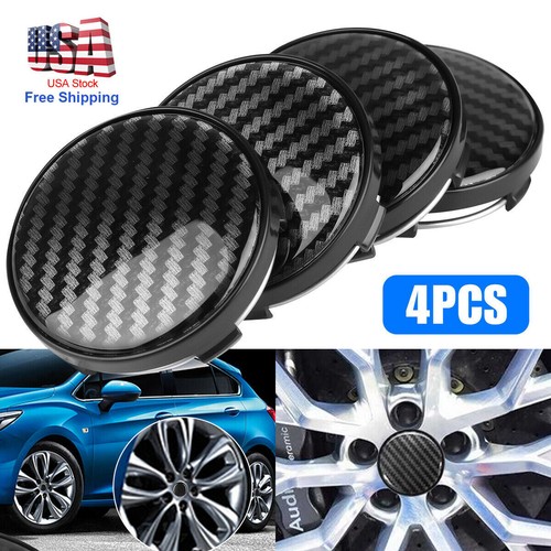 4Pcs Carbon Fiber Wheel Hub Center Caps Cover 60mm Replace Rim Cap ...