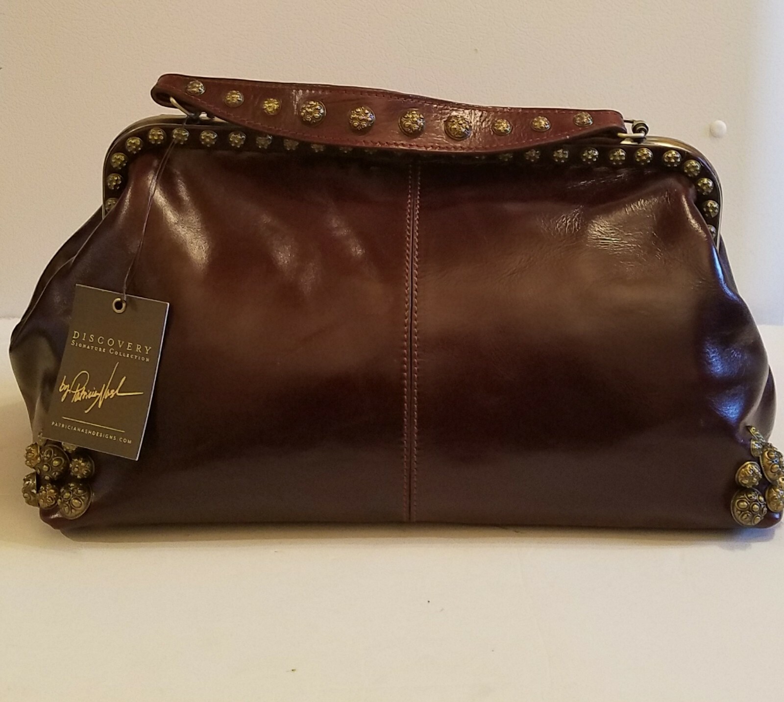 Patricia Nash Discovery Maura Leather Frame Satchel Dark tobacco Brown ...