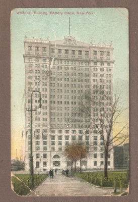 VINTAGE POSTCARD USED 1907 WHITEHALL BUILDING, BATTERY PALCE NEW YORK ...
