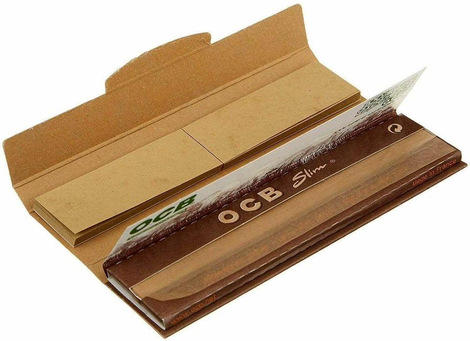 OCB BROWN VIRGIN KING SIZE Slim Unbleached ROLLING PAPER & FILTER TIPS ...