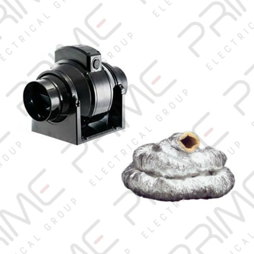 Manrose MF100T In-Line Extractor Fan with Timer 100mm/4" + 6m Insulated ...