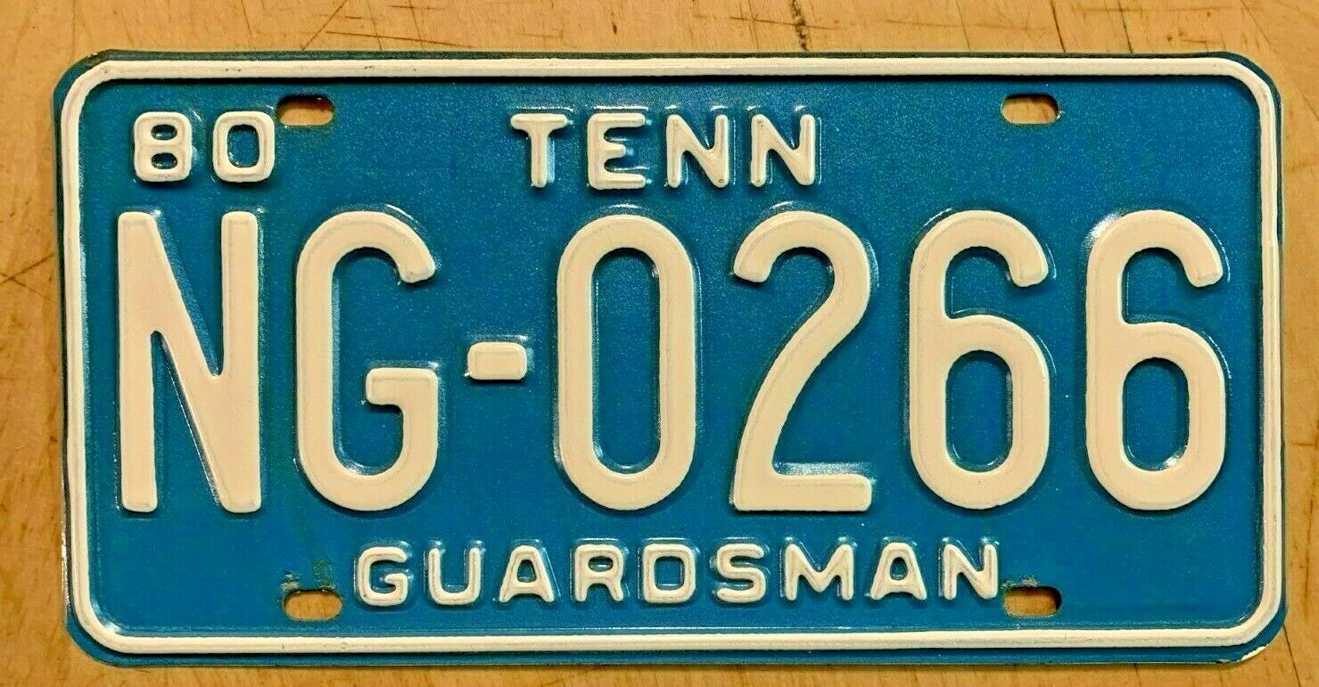 1980 TENNESSEE AIR ARMY NATIONAL GUARD GUARDSMAN LICENSE PLATE " NG ...