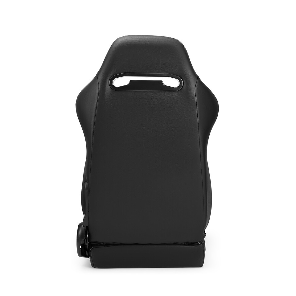 1 Pair Universal Classic Plain Black PVC Leather Easy Reclinable Racing ...