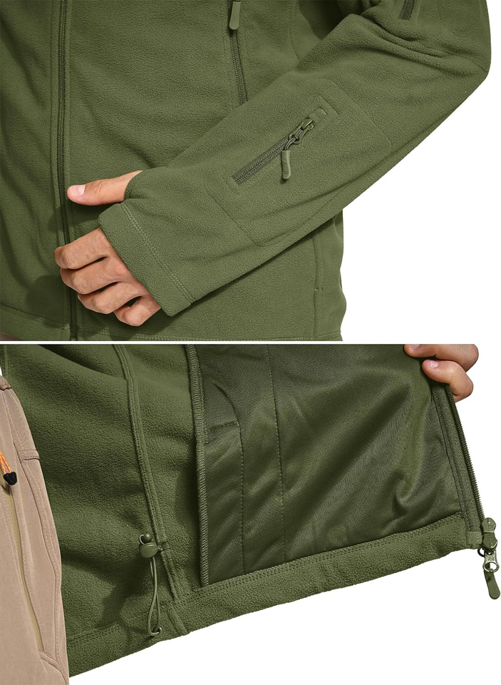 Mens Fleece Jacket Full Zip Bearskin Tactical Winter Coats Windproof ...