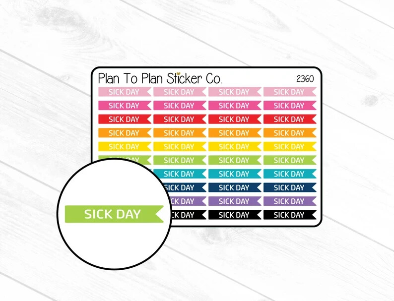 2360~~Sick Day Flags Planner Stickers | eBay