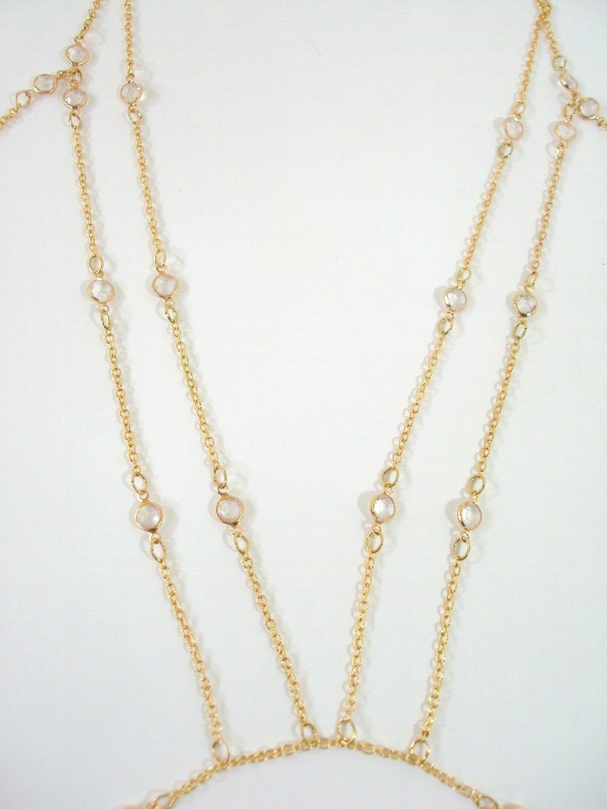 Gold Crystal Body Chain Necklace Bra Chest Gem Chains Bikini Bling ...