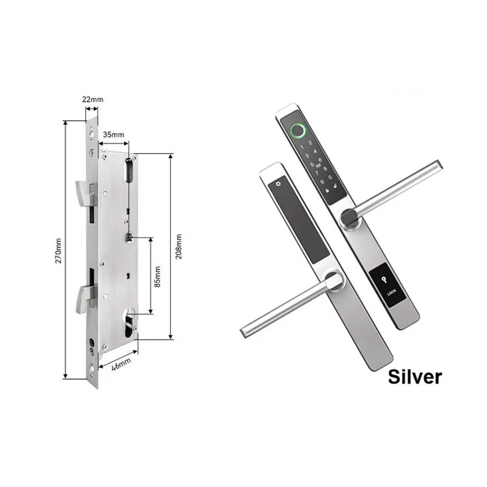 Mortise Lock Fingerprint Card Code Keyless Smart Door Lock Sliding ...