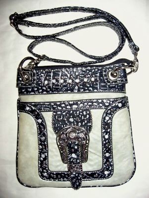 HALEY BEEZ Rhinestones Lime Green/Black Patent Vinyl Crossbody Bag Size ...