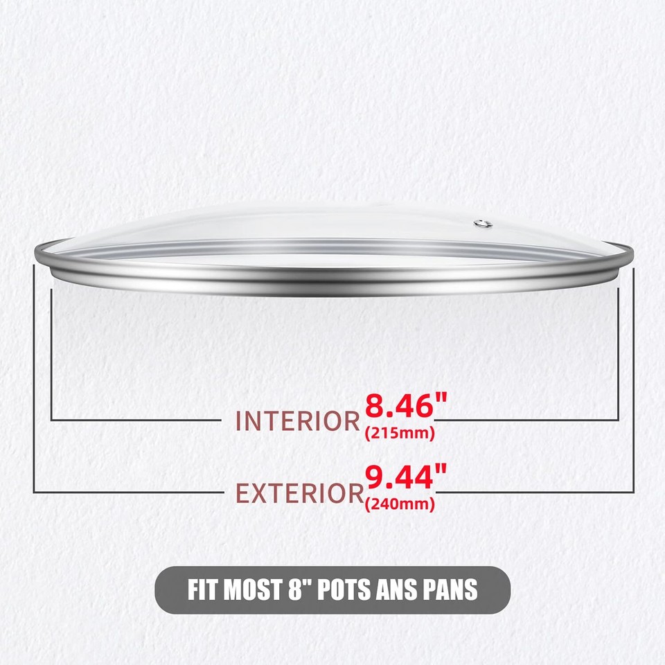 Pan Lid 9/10 Inch - Tempered Glass Pot Lid - Oven Safe Glass Lid for ...