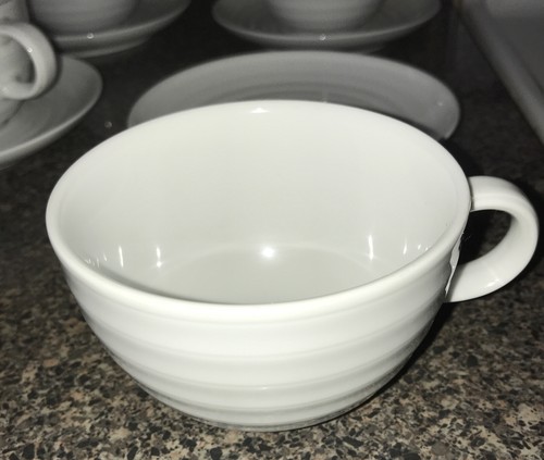 12 CRATE & BARREL SPAL PORCELAIN PORTUGAL WHITE RIBBED COFFEE TEA CUP ...