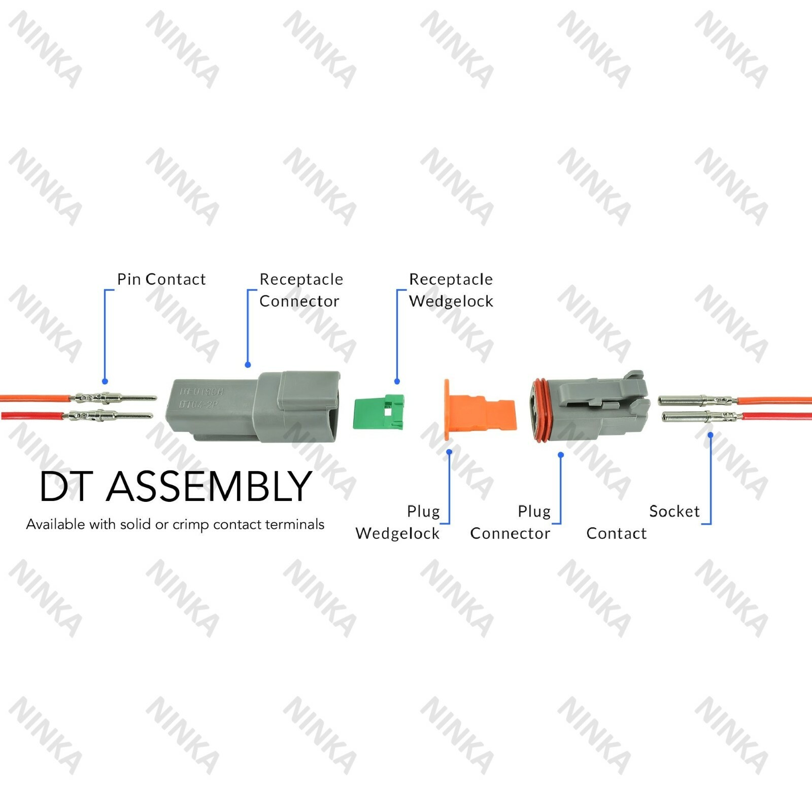 Deutsch DT2 Pin Way Male/Female Kit Electrical Connector Plug ...