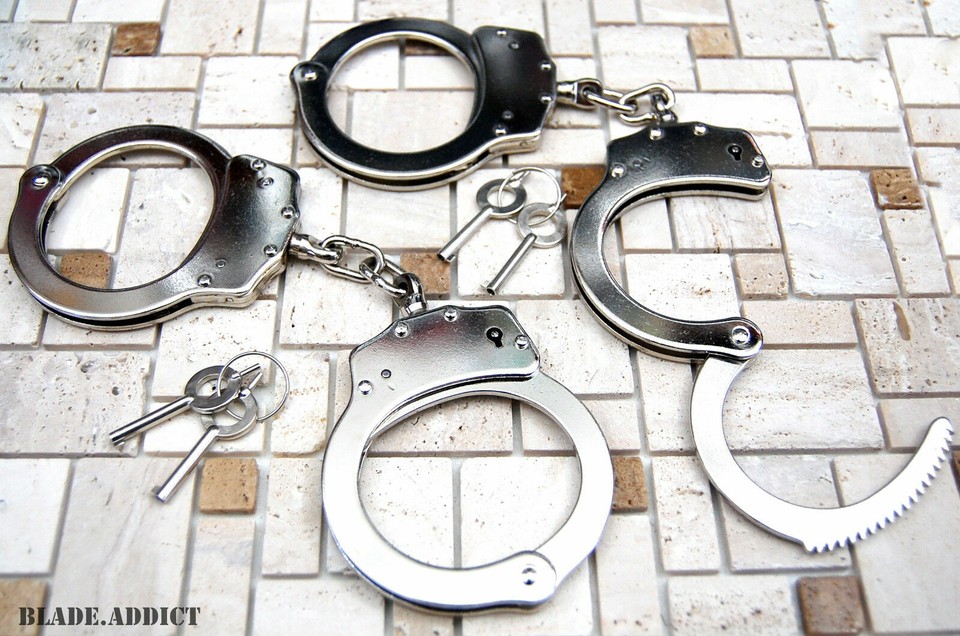 2Pc Professional Chrome Nickle Plated Steel Double Lock Police Hand ...