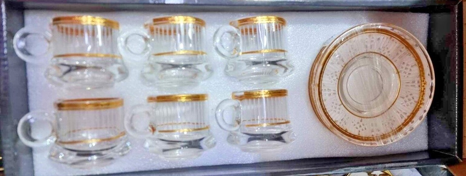 Turkish Arabic Glass Tea Coffee Cups Set of 6 Clear Kahwa Shai Small ...