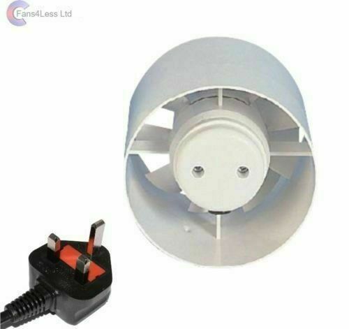 Manrose Inline Standard Model Bathroom Extractor Fan Plug Hydroponics 4 ...