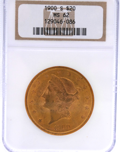 1900 $20 Liberty Head Double Eagle Gold Coin NGC MS62 Choice BU. F155 ...