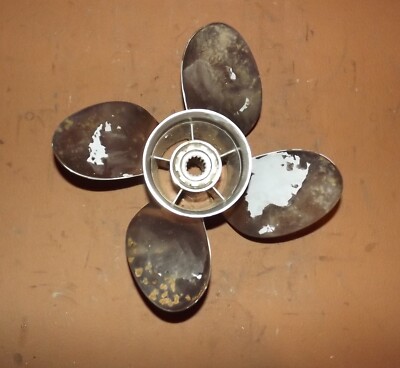 Powertech 4 blade Mercury Prop Propeller Stainless Steel 13.25 X 19 15 ...